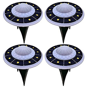 SLFC Solar Lawn Lights Outdoor, Waterproof Led Solar UFO Landscape Lights for Garden, Landscape, Path, Yard, Patio, Driveway, Walkway (4Pack)