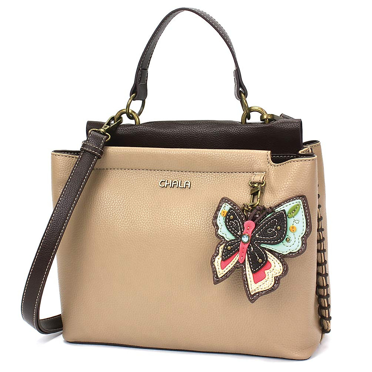 CHALA Charming Satchel with Adjustable Strap - New Butterfly - Taupe