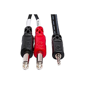 Hosa CMP-153 3.5 mm TRS to Dual 1/4" TS Stereo Breakout Cable, 3 Feet, Laptop