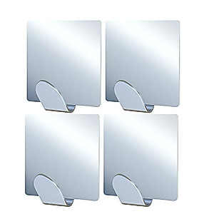 Performore 4 Pack of Flat Razor Hook, Adhesive Stainless Steel Washcloth Loofah Holder for Shower Bathroom Walls