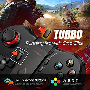 TERIOS Mobile Game Controller for Android – PC Controller – Gaming Remote for Smartphones/PS3/Windows – Instant Play and Turbo Function – Responsive Action Buttons