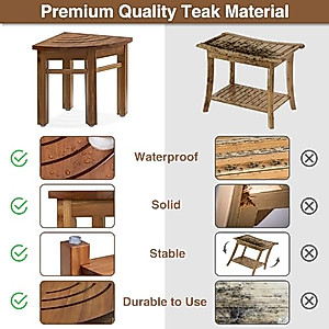 12 Inch Teak Showr Stool and 19 Inch Teak Shower Bench for Inside Shower