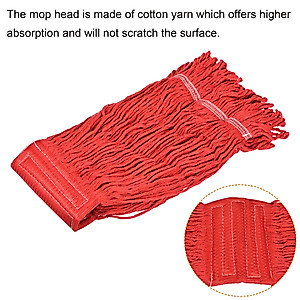 MECCANIXITY Commercial Mop Heads Replacement 40x27cm Cotton Yarn for Wet/Dry Mop Floor Cleaning Pads, Red