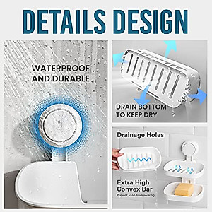 TAILI Shower Caddy Removable Vacuum Suction Cup Storage Basket +Toothbrush Holder + Soap Dish, DIY Drill-Free Kitchen Bathroom Bedroom Organizer Set