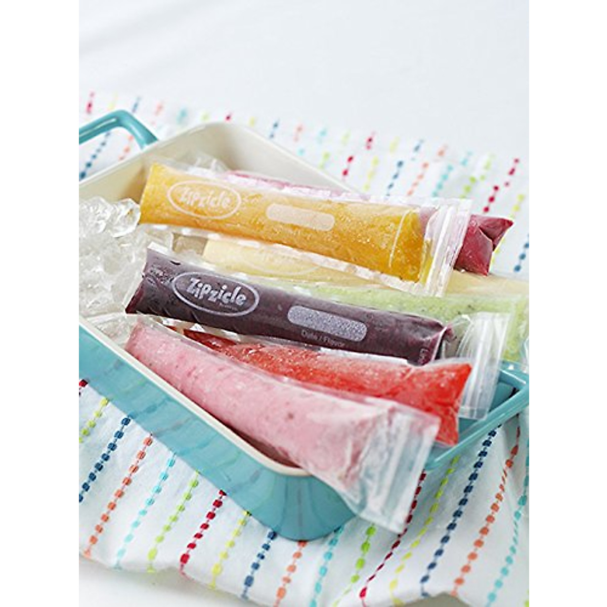 Zipzicle 100 Recyclable Ice Popsicle Mold Bags | BPA free Freezer Tubes with strong Zip Lock Seals | Original Patented | Make Cocktail Pops, Fruit Bars, Healthy Snacks | Family Parties, clear (ZIP100)