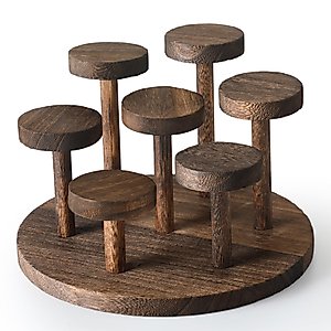BBTO 7 Tier Wooden Display Stand for Figures Action Figure Stand Multilevel Wood Riser for Display Collection Organizer Holder for Figure Perfume Jewelry Toys Souvenir (Brown)