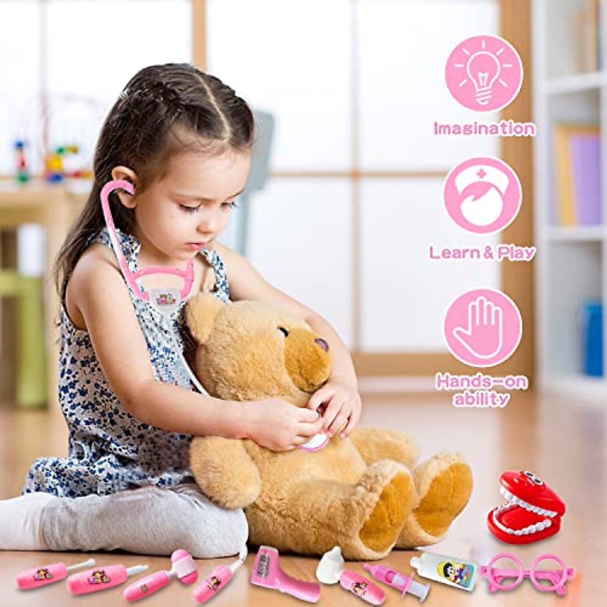 BAIAI 40 Pcs Doctor Kit for Kids 3-8: Toddler Toys Ages 2-4 Girls Educational Toy Doctor Playset for Girls Ages 3-6 Christmas Stocking Stuffers for Kid Doctor Kit for Toddlers 3-5