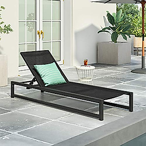 Christopher Knight Home Vivian Outdoor Aluminum Chaise Lounge with Mesh Seating, Black