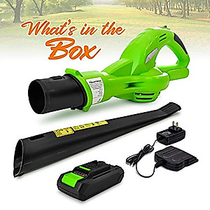 Lightweight Cordless Leaf Blower - 18V, 55 MPH Air Speed - Perfect for Decks, Gutter Cleaning, Snow & Small Yards - Rechargeable Battery & Charger Included, Average Charge Time 4 Hrs - Only 5 lbs.