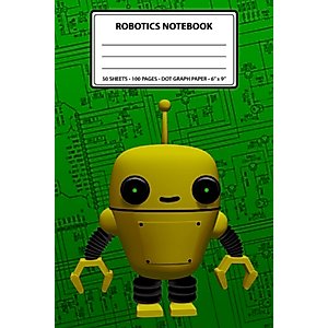 Robotics Notebook: 6x9 dot graph paper 100 page kawaii notebook