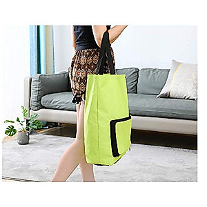 Foldable Shopping Cart Folding Shopping Bag Portable Hand-held Collapsible Sundries Bag Wheeled Folding Shopping Cart Collapsible Food bag With Wheels, Green