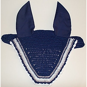 Avani Creations Ad Horse Ear Net Crochet Fly Veil Equestrian Fly Bonnet/veil/mask Standard Size