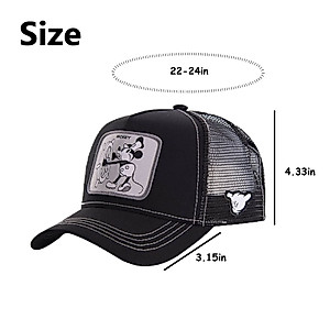 secwell Anime Cartoon Hats Cartoon Baseball Cap Trucker Cap Men Women Hip Hop Dad Mesh Hat for Outdoor Sports（Black）