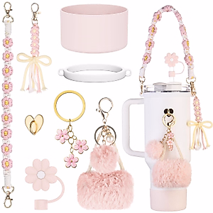 Affute Stanley Cup Accessories Set Including Siliocne Straw Cover, Siliocne Boot, Water Bottle Handle Strap for Stanley Cup 40oz 30oz Tumbler with Handle