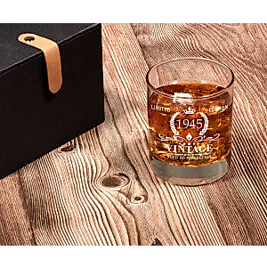 Triwol 79th Birthday Gifts for Men, Vintage 1945 Whiskey Glass Funny 79 Birthday Gifts for Dad, Son, Husband, Brother, 79th Anniversary Ideas for Him, 79-Year-Old Bday Decorations Party Favors