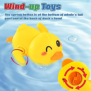 Shindel Bath Toys for Toddler, 14PCS Fishing Wind-up Bath Toys Yellow Duck Toys Bath Time Bathtub Toys for Toddlers Baby Kids Infant Girls Boys Bathroom for Age of 18 Months and up