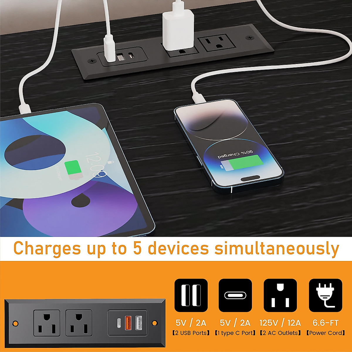 eiskah Black Dresser for Bedroom, 9 Drawers Led Dresser TV Stand with Power Outlets and LED Lights, Long Fabric Dressers Wide Chest of Drawers with Large Organizer for Living Room, Entryway, Hallway