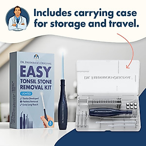 Dr. Frederick’s Original Easy Tonsil Stone Remover Kit - Fast Painless Tonsillolith Removal Tool - Fight Bad Breath - Pick and Oral Irrigator - 8 Pieces