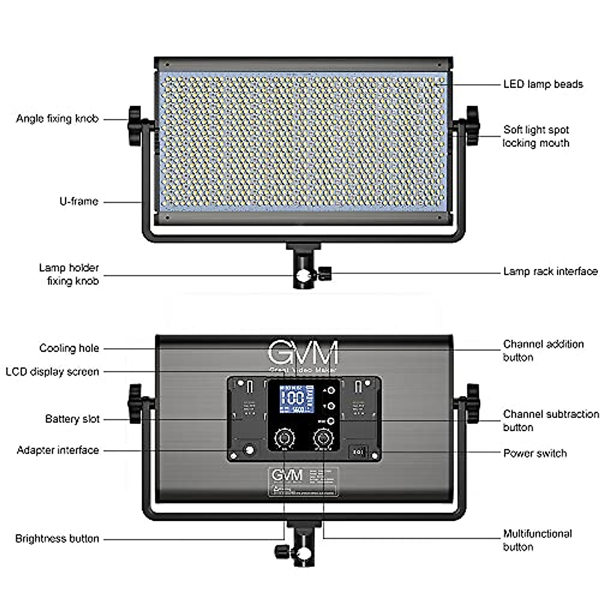 GVM 1500D RGB LED Video Light, 75W Video Lighting Kit with Bluetooth Control, 2 Packs Led Panel Light for Photography, YouTube Studio, Video Shooting, Conference, 1128 Led Beads