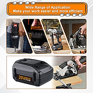 VINIDA 20V 4.0Ah WA3520 Lithium-ion Battery Replacement for Worx Cordless Power Tools Series WG151s, WG155s, WG251s, WG255s, WG540s, WG545s, WG890, WG891