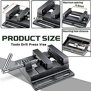 Tools Drill Press Vise Metal Press Vice Workbench Drill Vise Clamp with 2 Pieces Magnetic Pads Multi Grooved Pads Set for Daily Working Supply(3 Inch)
