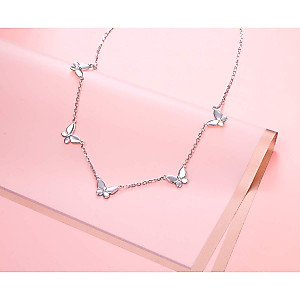DAOCHONG 925 Sterling Silver Dainty Butterfly Choker Necklace for Women Jewelry Birthday Christmas