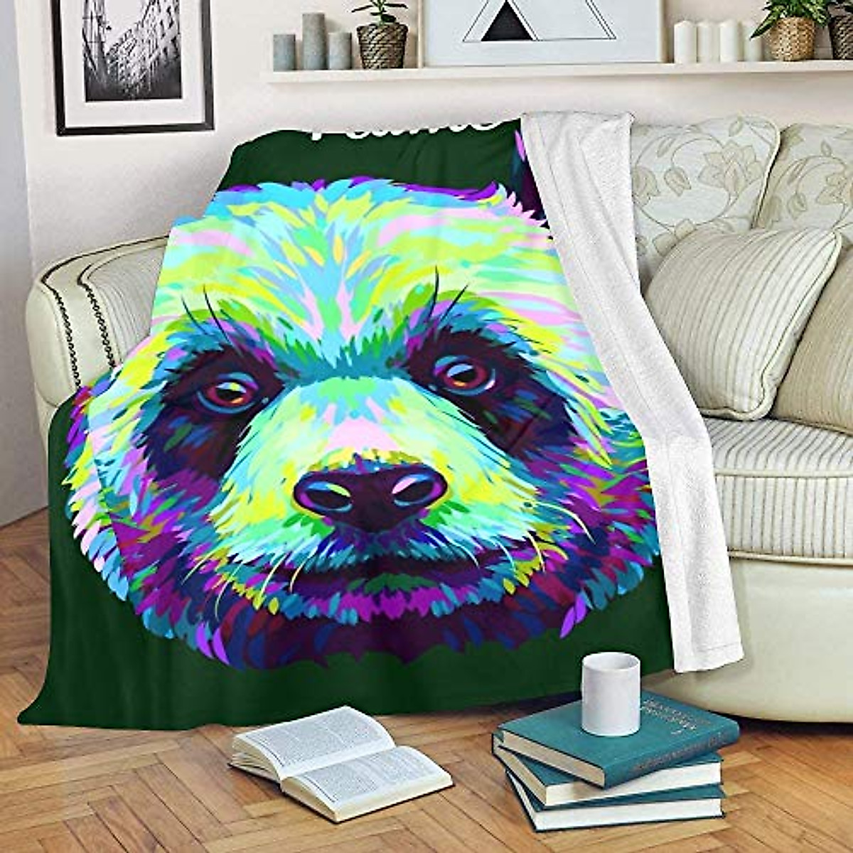 CUXWEOT Custom Blanket with Name Text,Personalized Panda Graphic Abstract Super Soft Fleece Throw Blanket for Couch Sofa Bed (50 X 60 inches)