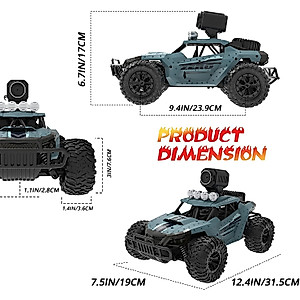 DEERC DE65 Remote Control Car with 1080P HD Camera,1:16 Scale RC Cars with LED Chassis Light&Headlights, 2.4Ghz High Speed Monster Truck Toy Vehicle, 2 Batteries for 60 Mins Play, Gift for Kids Boys