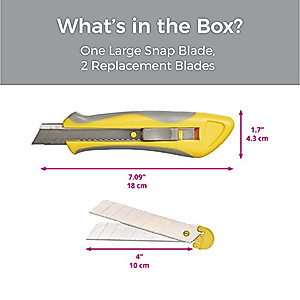 ECR4Kids Cutting Edge Ultra-Grip Retractable Utility Knife - Heavy Duty Box Cutter, Yellow