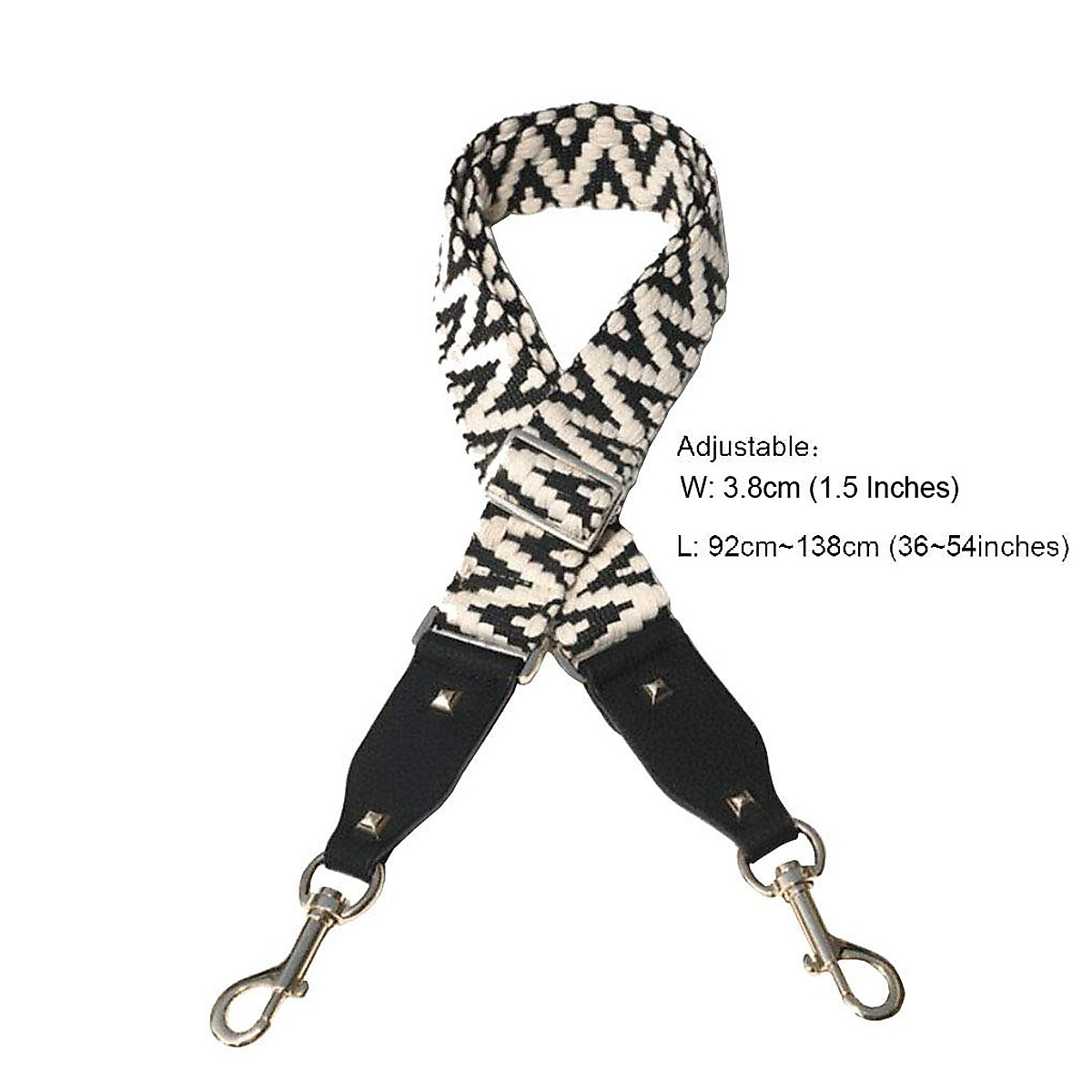 Adjustable Handbag Strap Replacement Guitar Style Canvas 36"-54" Crossbody Strap for Handbags (White)