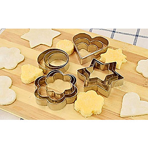 Cookie Cutters Set - Cookie Cutters Mini Geometric Shapes Cookie Cutters, Vegetable Shape Cutters for Kitchen, Baking, Halloween & Christmas, 12 Pcs (white)