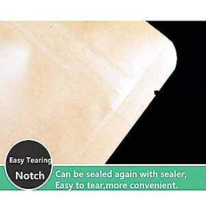 Kraft Paper Bags With Frosted Window And Zip Lock Decorative Heavy Duty Heat Seal Recycled Resealable Mylar Stand Up Pouches Bags Sealable For DIY Food Snack Cookies Candy Coffee Popcorn (6x9+3.2inch)