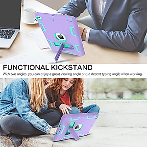 BENTOBEN for iPad 6th Generation Cases, iPad 5th Generation Case, iPad 9.7 2018/2017 Case, 3 in 1 Heavy Duty Rugged Shockproof Kickstand Protective Tablet Cover for iPad 9.7" 2018/2017, Purple/Green