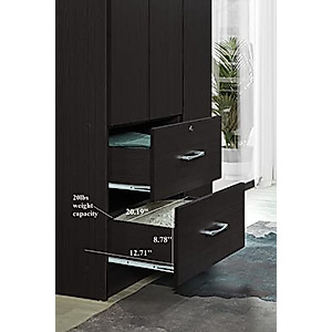 Hodedah 3-Door 2-Drawers, 3-Shelves in Chocolate Bedroom Armoires, 21"D x 36"W x 72"H