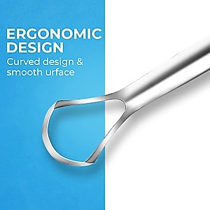 Tongue Scraper for Adults by HOKIN (2Pcs Oral Care Pack) Stainless Steel Tongue Cleaners Reduce Bad Breath 100% Metal Tough Scrapers Men and Women Hygiene Product