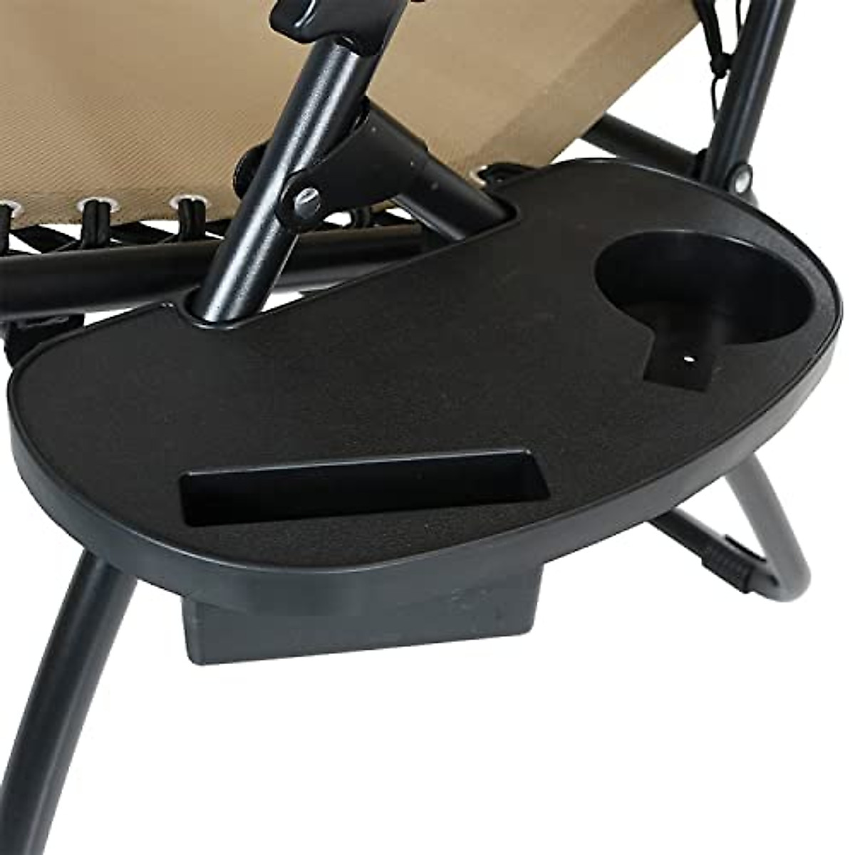 Sunnydaze Outdoor Zero Gravity Chair 2 Pack with Patio Table Cupholders and Pillows Included Khaki