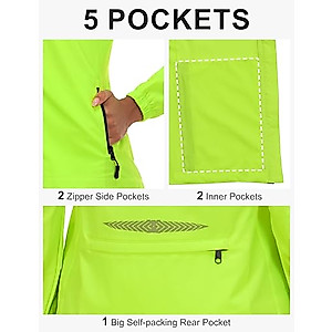 Little Donkey Andy Women's Quick-Dry Running Jacket Convertible UPF 50+ Cycling Jacket Windbreaker with Removable Sleeves Fluorescent Yellow Size L