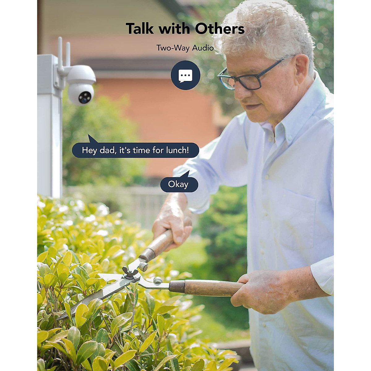 GNCC Security Camera Outdoor 2.4G WiFi Surveillance CCTV Camera, 360° PTZ Auto-Tracking Color Night Vision IP66 Waterproof Camera, Motion Detection Alarm, 2 Way Audio, APP Remote Control K1