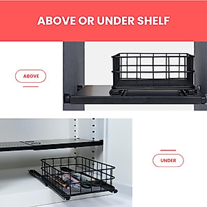 Adjustable Locker Shelf Organizer with Locker Drawer - Locker Organizer Drawers - Metal Locker with Sliding Drawers Cabinet Sliding Basket - Under Cabinet Drawer Perfect for Gym, School, Work (METAL)