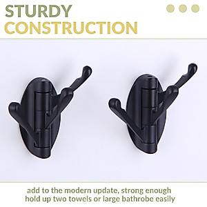 APLusee Swivel Towel Hook 2 PCS Matte Black, Metal 3 Arms Folding Robe Coat Hook, Flexible Storage Clothes Holder for Bathroom Home RV, Wall Mount
