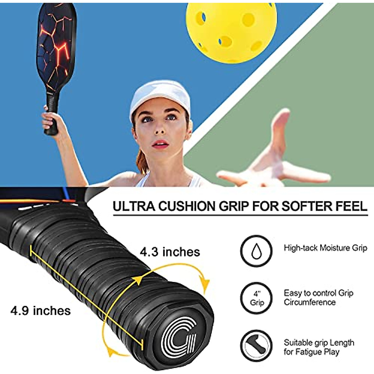 Gonex Pickleball Paddles, USAPA Approved Graphite Pickleball Paddle with Comfort Grip, Pickleball Set of 2 Paddles with 4 Balls, and Portable Carry Bag
