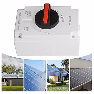 PV Solar Disconnect Switch, LONQ 40 DC Isolator Solar Switch IP66 Waterproof DC1000V 32A 4P Disconnect Switch for Solar Photovoltaic Systems