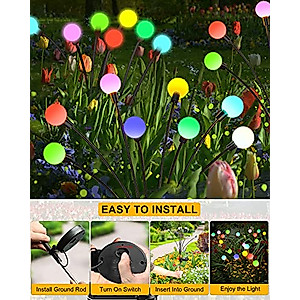 Solar Garden Lights, 8 Pack 64 LED New Upgraded Solar Firefly Lights Outdoor Waterproof, High Flexibility Starburst Swaying Solar Lights, Solar Garden Outdoor Lights for Yard Patio Pathway, Multicolor