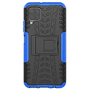 MRSTERUS Huawei P40 Lite Case tire Pattern Strong Armored Double-Layer Heavy-Duty Fall Prevention with Removable Bracket Shockproof Protective Cover for Huawei P40 Lite Sporty Style (Blue) JX