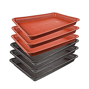 SECFOU 6pcs Pallets Pot Brick Window Practical Sill Duty Large Plants Saucers Stand Succulent Tools Design Tray Plates Red Square Bonsai Hevay -Shaped Drip Potted Base