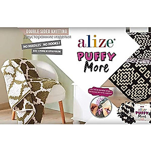 Alize Puffy Loop Yarn More Yarn Lot of 3skn 15.90 Oz 38yds 100% Micropolyester No Needles No Hooks Soft Yarn Blanket Yarn, Velvet Yarn, Easy Knitting Yarn (6291)