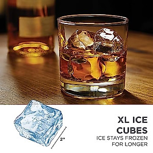COOK WITH COLOR Silicone Ice Cube Trays - Large Ice Cube Maker Mold - Big Ice Cubes with Lid for Whiskey, Cocktails & Bourbon, for Baby Food and Leftovers (Grey)