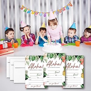 LoaHak Hawaiian Aloha Luau Birthday Decorations, Aloha Party Celebration, Hawaiian Aloha Luau Birthday Invitation. (082)