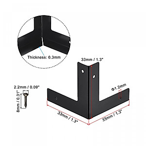 uxcell 33x33x33mm Metal Box Corner Protectors Edge Guard Black 4pcs