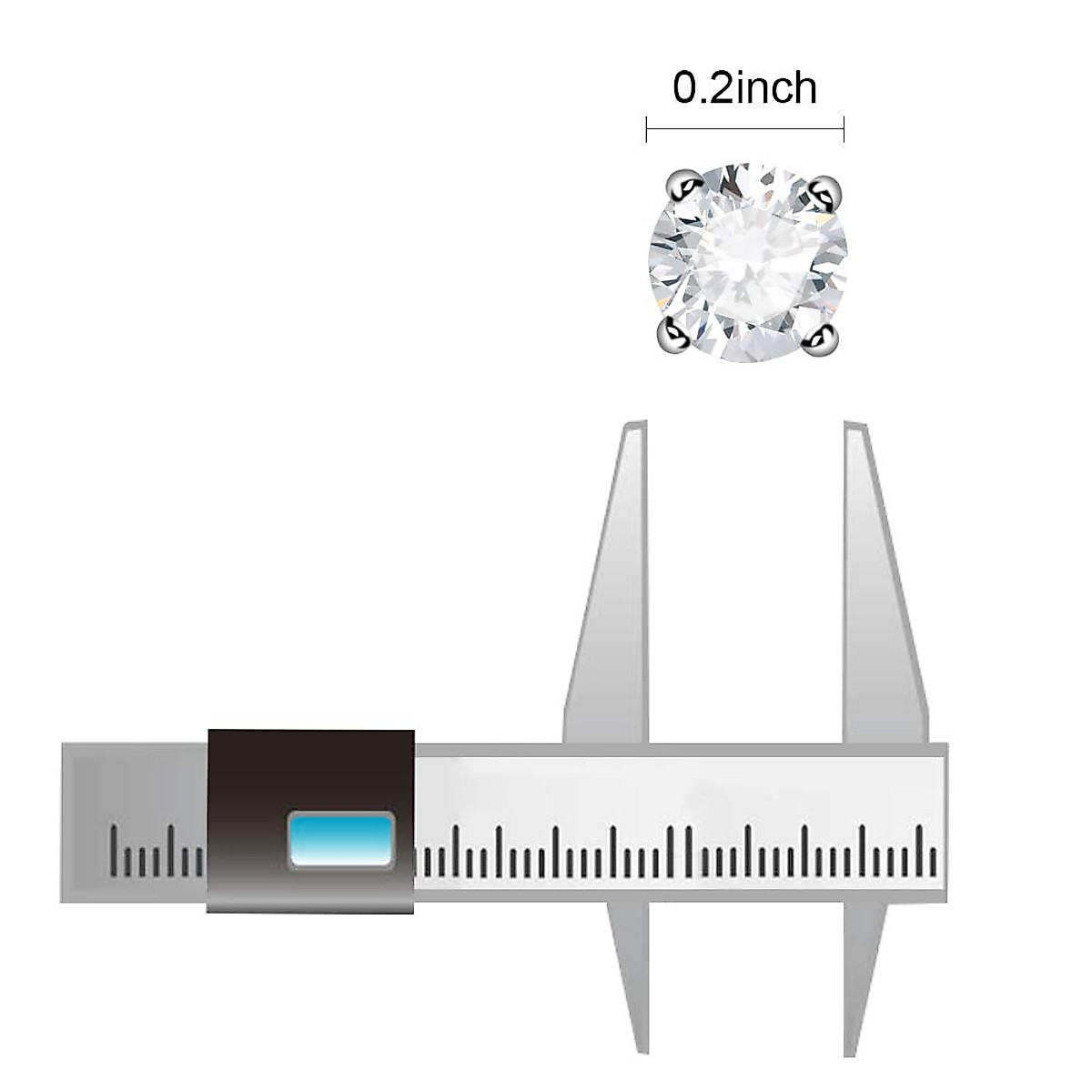 UHIBROS 6 Pairs Stainless Steel Stud Earrings Set For Mens Womens Hypoallergenic Cubic/Square Zircon Earrings 18K White Gold 316L CZ Earring